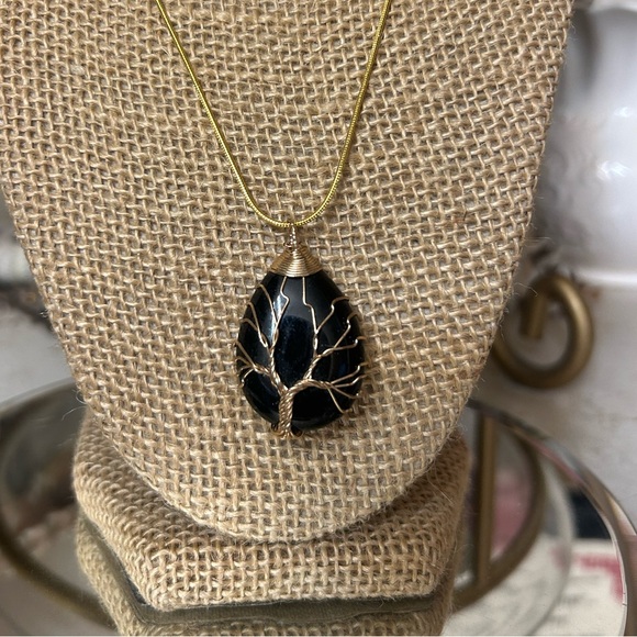 Hand Crafted | Jewelry | Wire Wrapped Obsidian Tree Of Life Handmade On ...